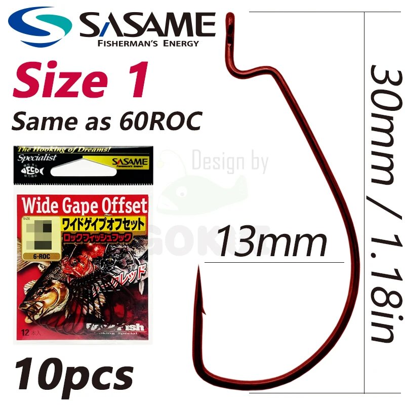 SASAME Колючие рыболовные крючки Size 1 10pcs