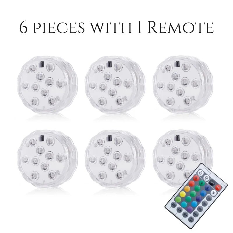 RGB-фонарики для подводного освещения 6pcs with 1 remote