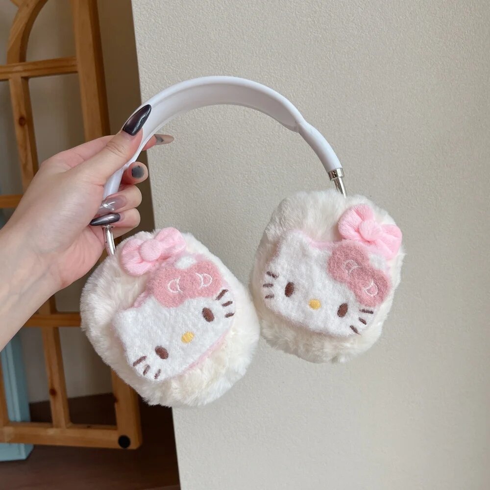 Розовые чехлы для AirPods Max, плюшевые KT, милый чехол «Hello Kitty», милый чехол с защитой от царапин, защитный чехол для наушников, аксессуар