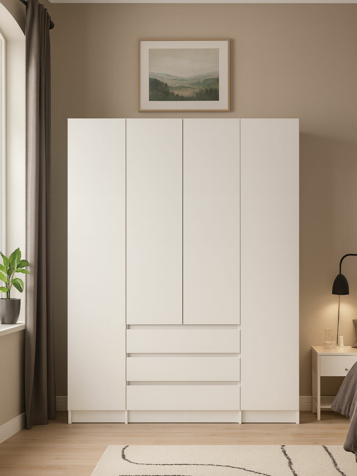 ARNIKA Шкаф распашной с ящиками, для одежды, 160х38х200см, белый