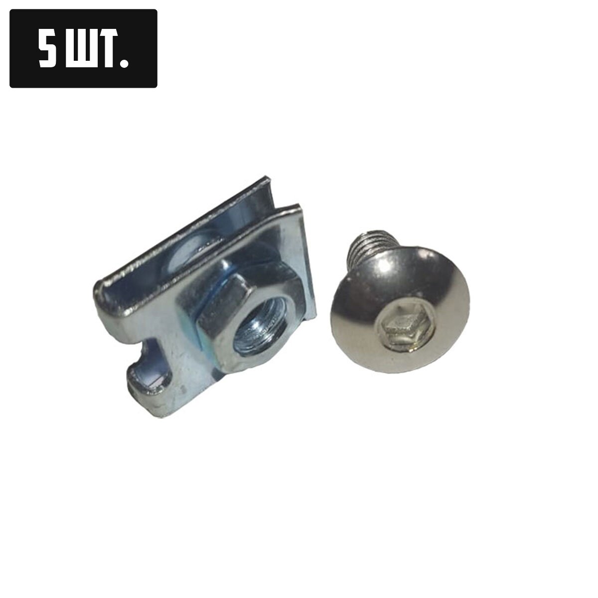 CNAE - клипса крепления пластика с болтом M6, 16 мм. (5 шт.)