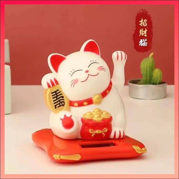 Статуэтка кот манэки нэко / кошка манеки неко белая