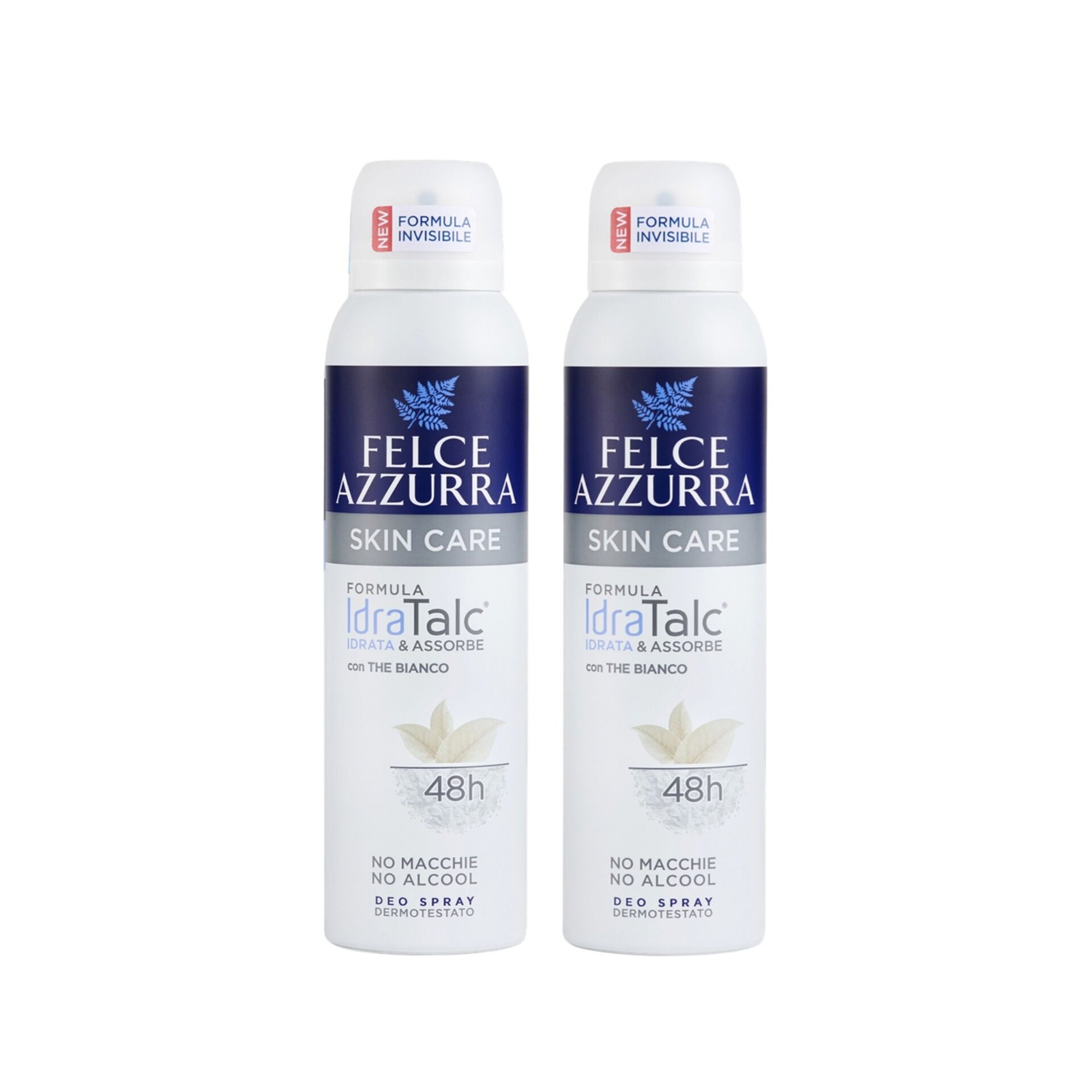 Подарочный набор Felce Azzurra: Дезодорант-спрей антиперспирант «Уход за кожей» с ароматом Белого чая 2 шт по 150 мл