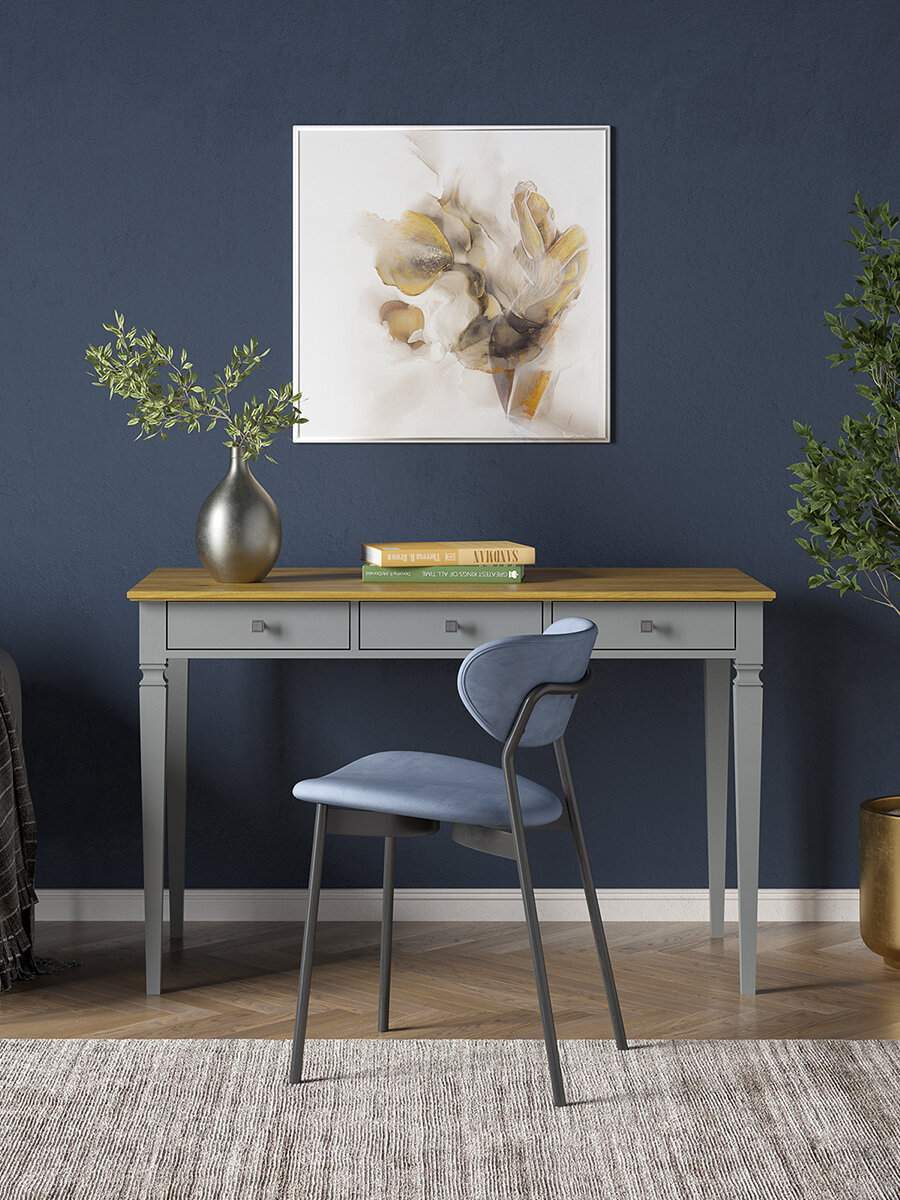 Стол письменный ММЦ Кабинет Ольса-С 003 (серый 7042-антик 24) из массива сосны