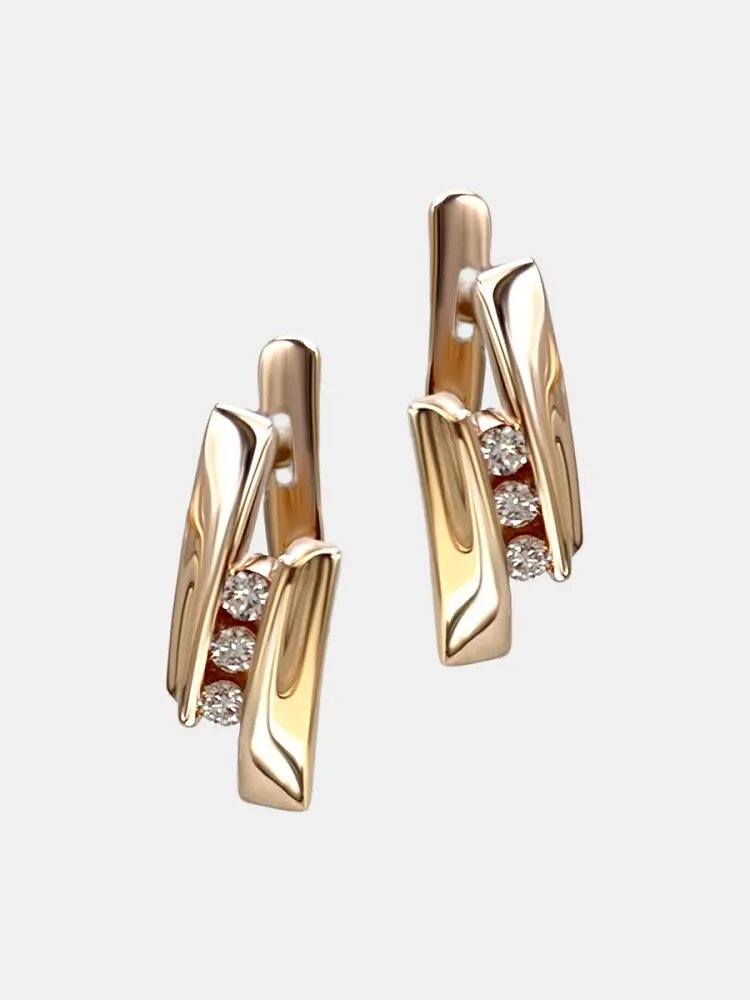 Серьги, красное золото, 375 проба, бриллиант выращенный