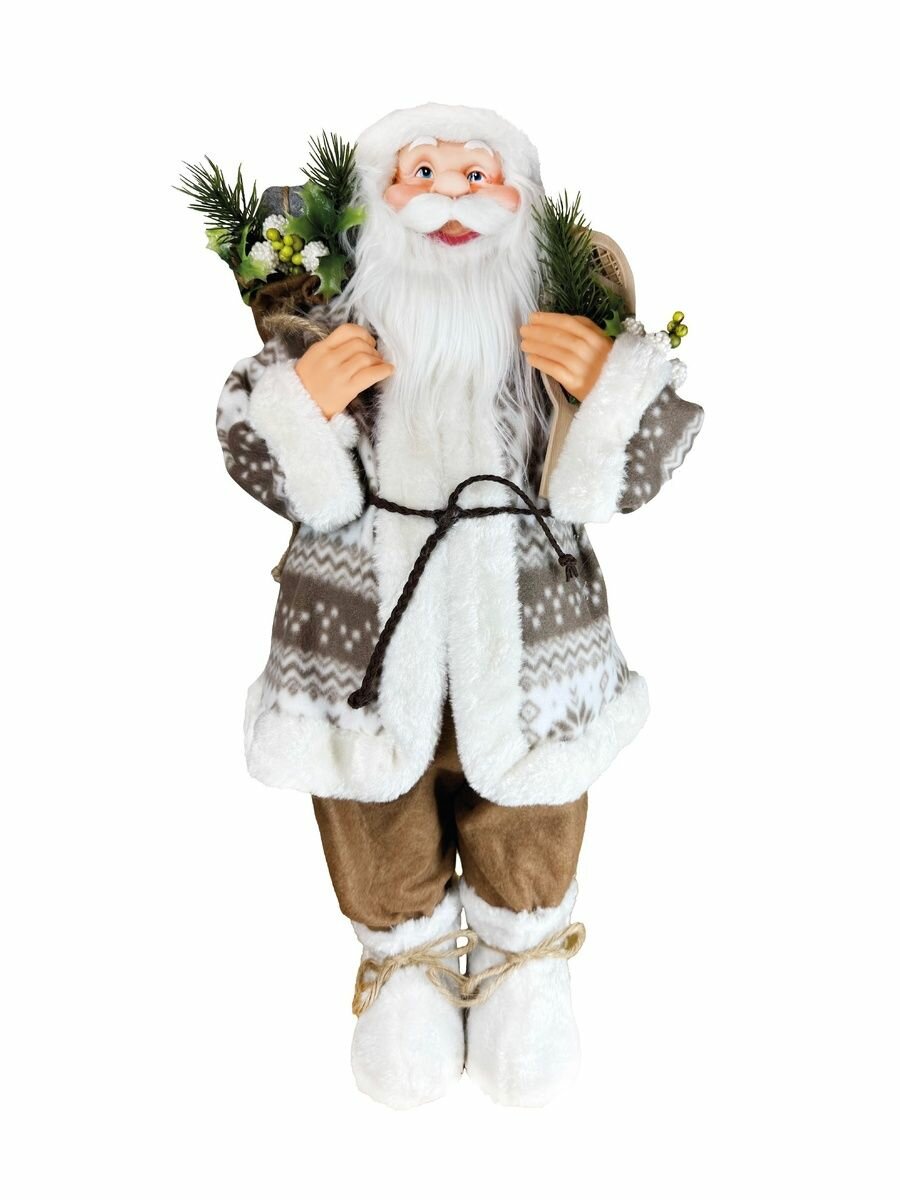 Фигура новогодняя Дед мороз с мешком подарков и санками 66 см.