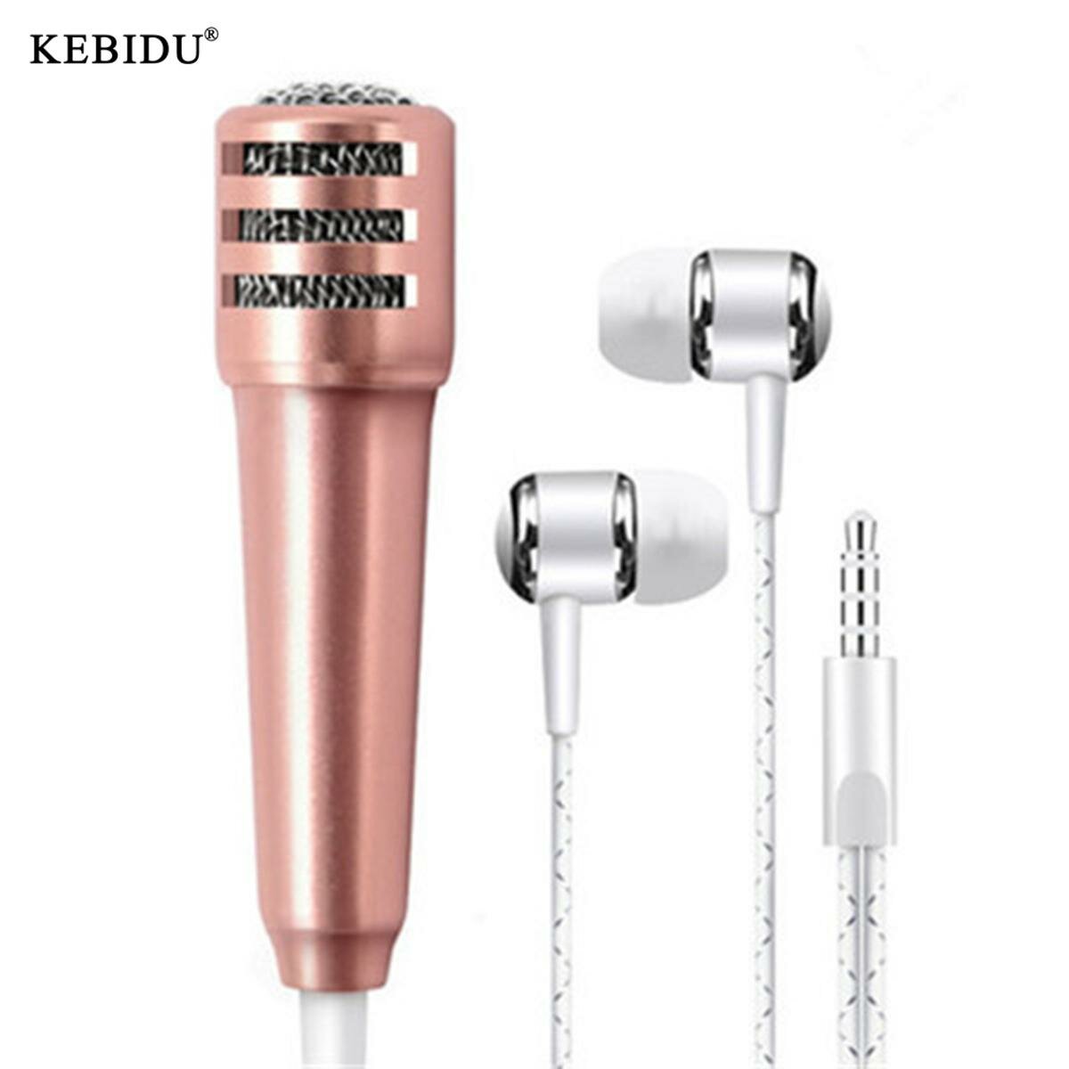 Kebidu 3,5 мм стерео мини-микрофон с наушниками ручной HIFI звуковой микрофон для мобильного телефона ПК настольного ноу