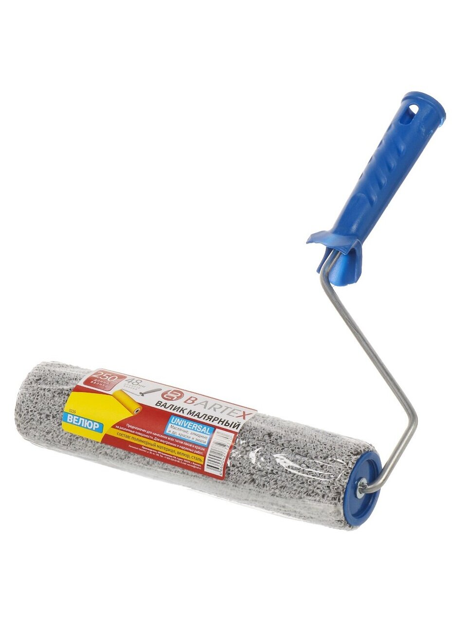 Валик малярный Bartex 250 мм, велюр, с бюгелем, модель 0225 РФ, для окраски стен