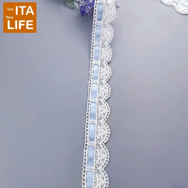 Кружевная лента синяя 2,8 см TuTu Blosa