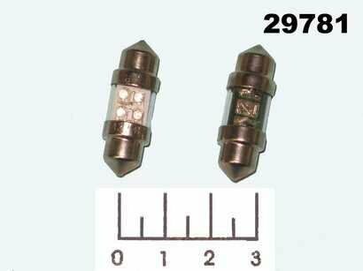 Лампа светодиодная салонная красная 31мм 12V 4LED (д/Япон)