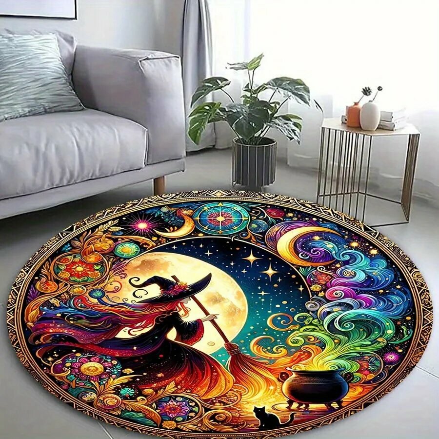 Фланелевый круглый ковер «Заваривание ведьм» Diameter 80cm
