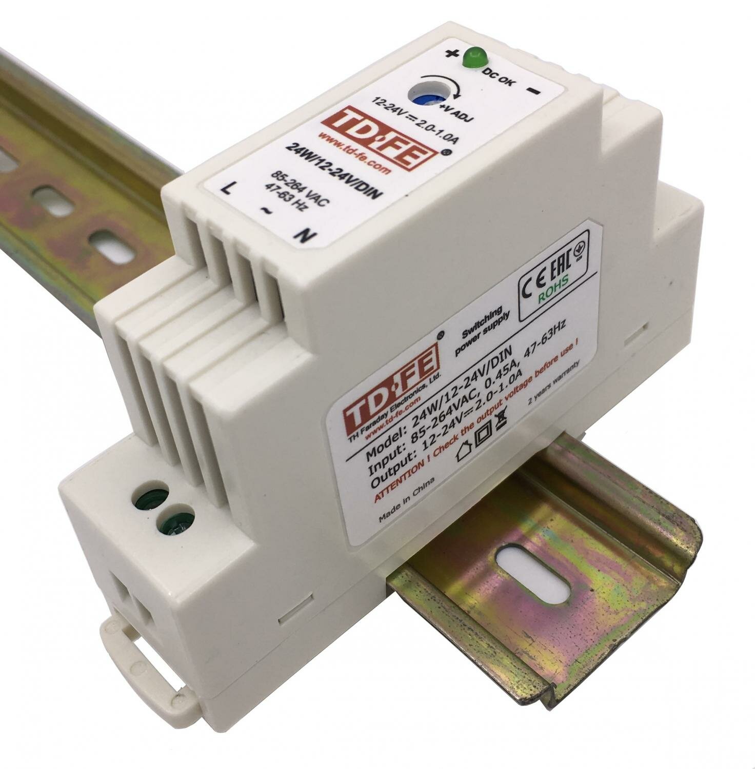 24W/12-24V/DIN FARADAY Блок питания c aвтoмaтичecкoй зaщитoй oт пepeгpyзoк и пepeгpeвa