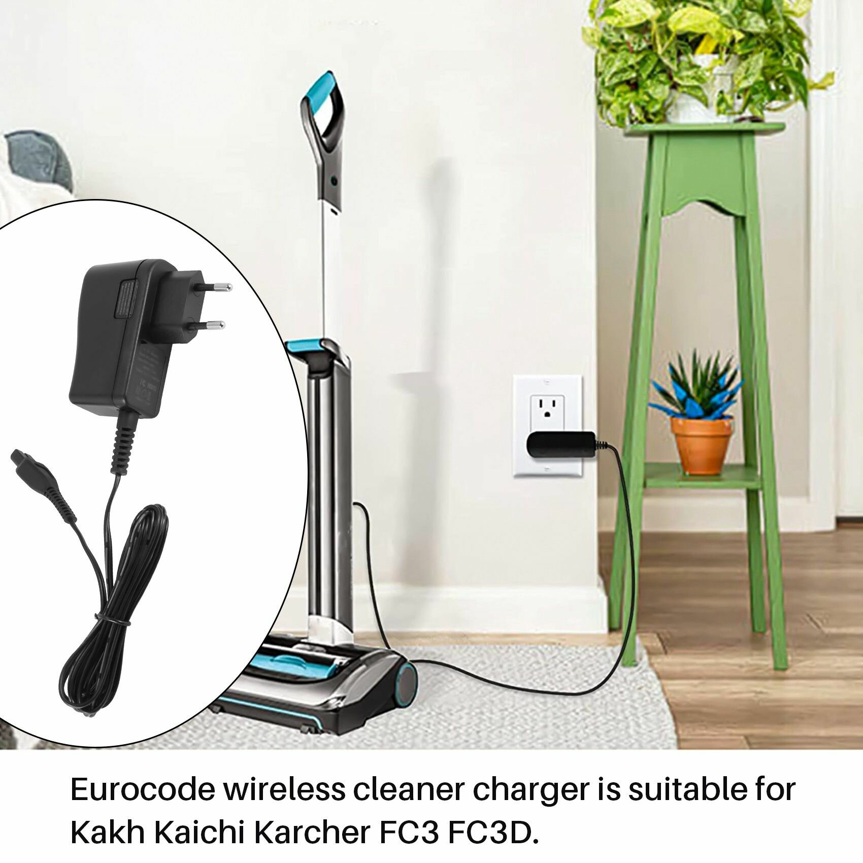 Интеллектуальное зарядное устройство для Karcher FC3 FC3D, вилка EU Appliances (Чернить)