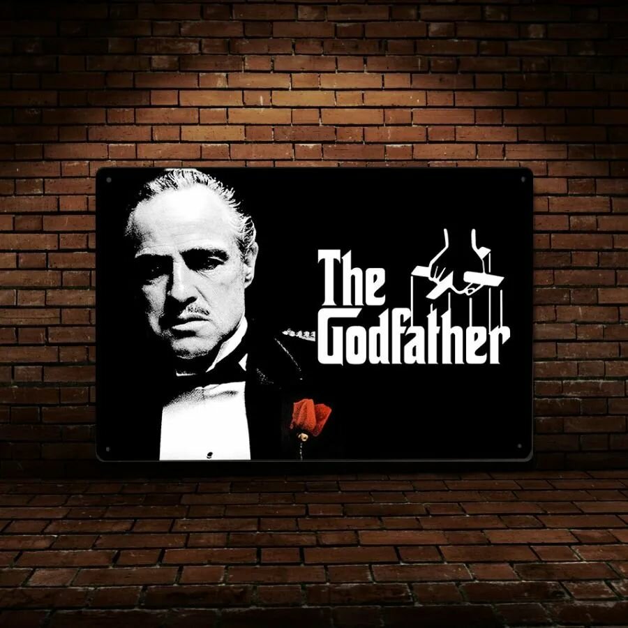 Табличка на стену металлическая декоративная THE GODFATHER винтаж 20х30 см