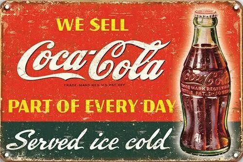 Реклама Coca-Cola, Жестяная табличка, Барный фон, домашний декор,30*20