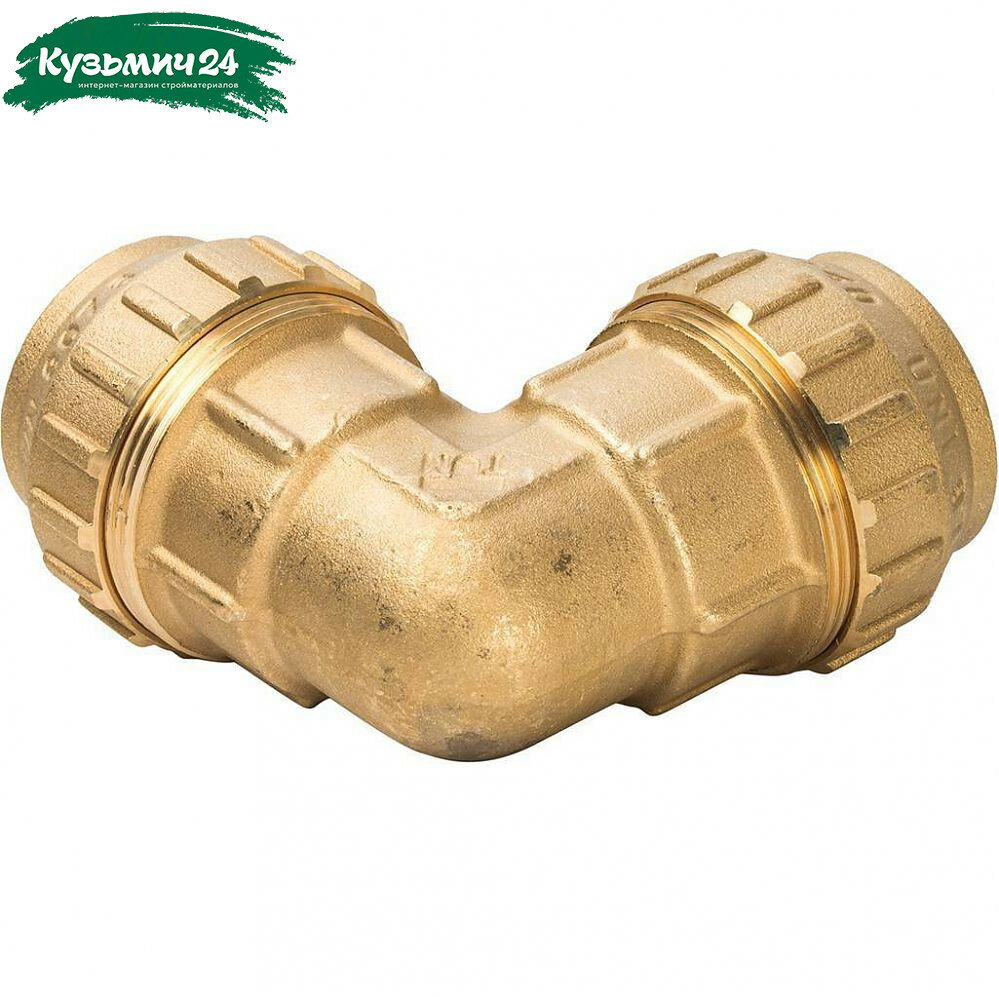 Угольник 90 гр. обжимной TDM 40х40 мм, ВР-ВР, для труб ПНД, латунь
