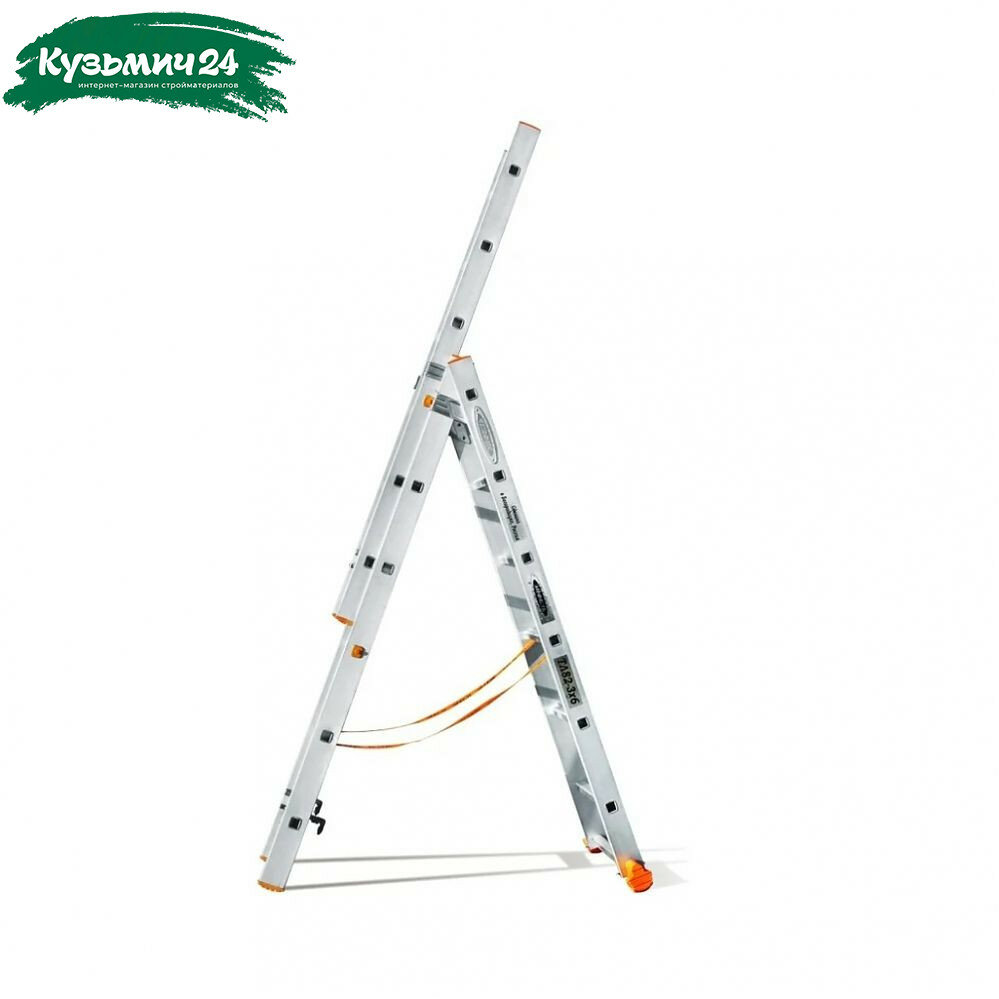 Лестница-стремянка Эйфель Классик, 6 ступеней, 3 секции, алюминиевая, нагрузка до 150 кг, 1 шт.
