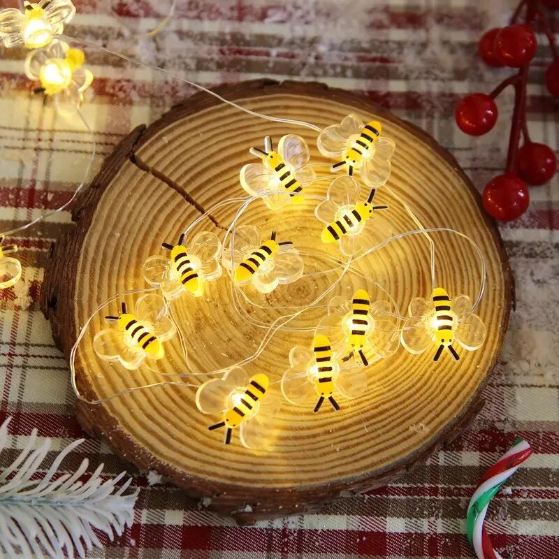 Гирлянда светодиодная "Пчелки" на батарейках, 1M10LED