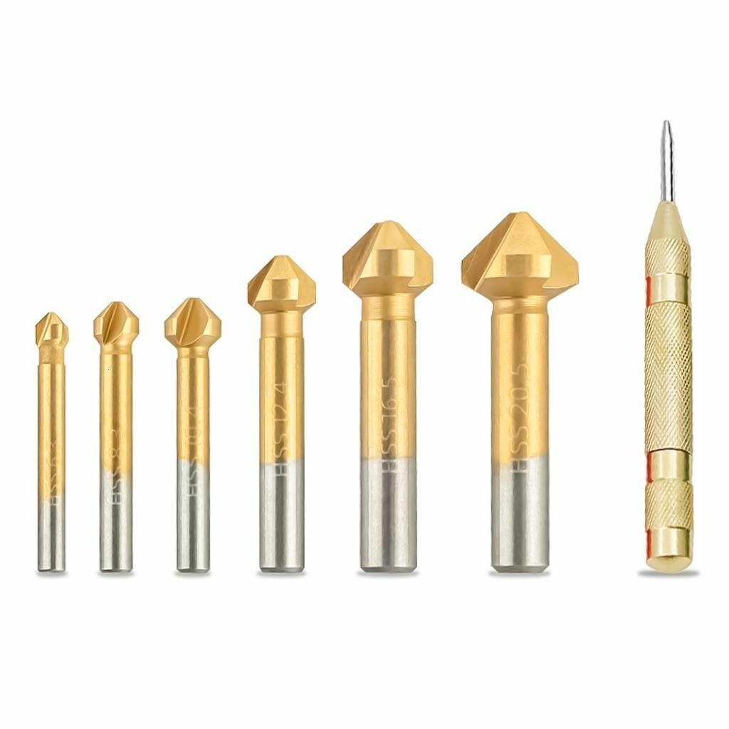 Набор зенковок HSS 3-лопастные, набор из 7 частей