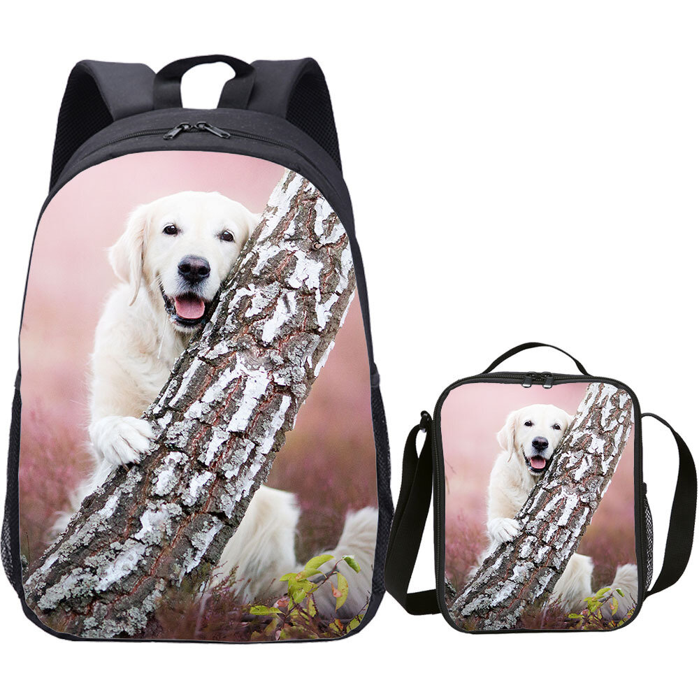 Dog Labrador Schoolbag Цветная печать 17-дюймовый большой емкости Студент начальной школы Школьная сумка для обеда Костюм