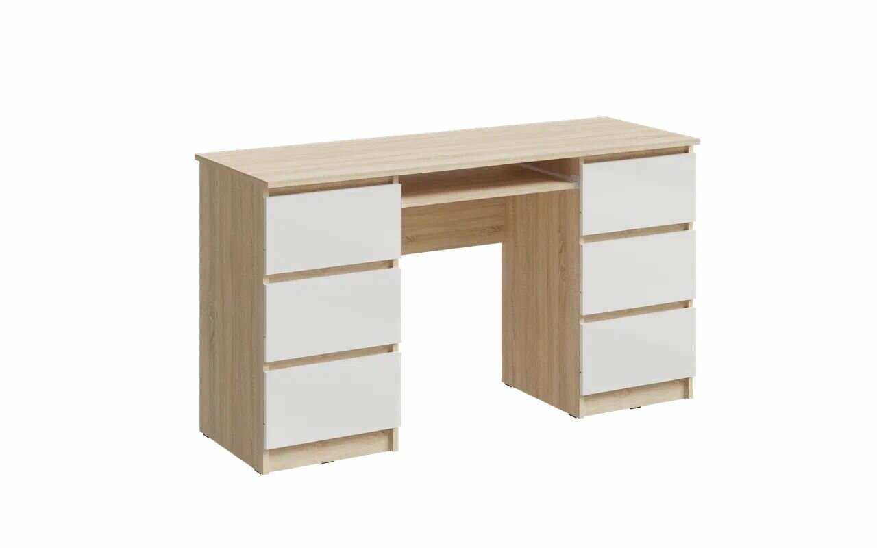 Стол Челси 6 ящиков (Белый глянец холодный, дуб сонома) МИФ