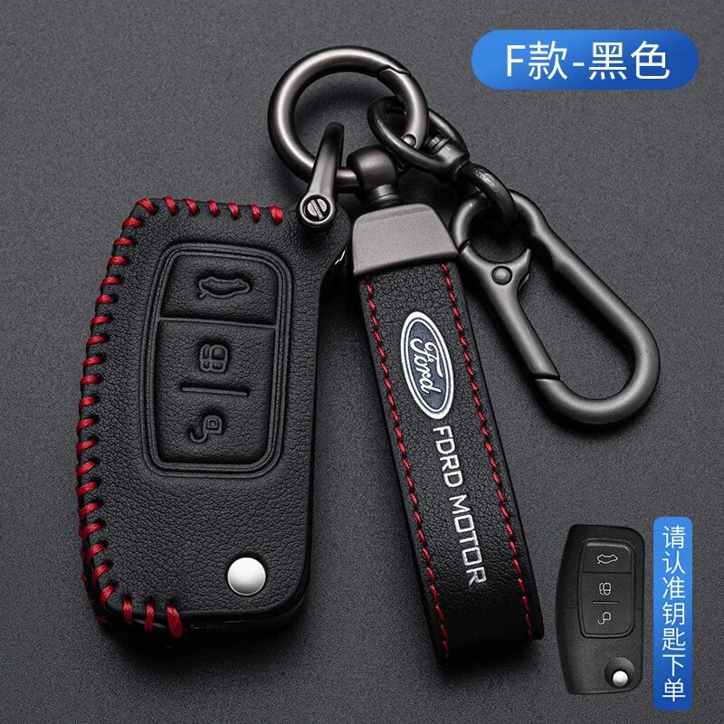 Кожаный чехол для автомобильного дистанционного ключа, чехол для Ford, чехол для F-black