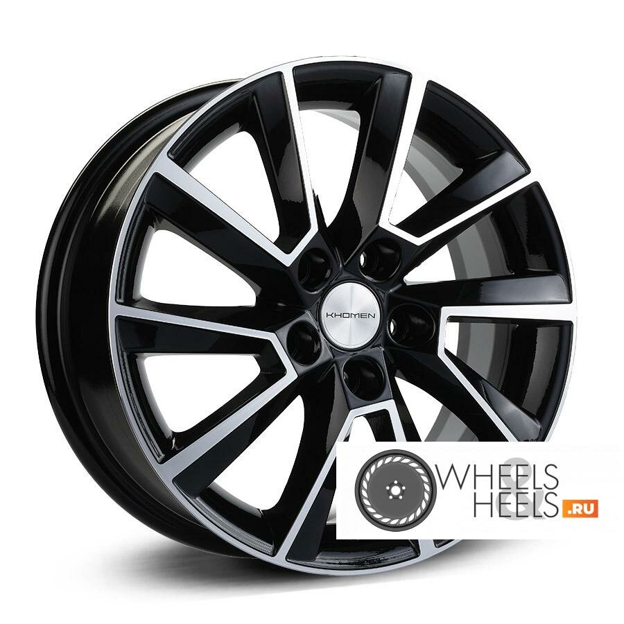 Диск автомобильный литой KHOMEN WHEELS 1507 15x6 5x100 et40 dia57.1 Черный с полированной лицевой поверхностью