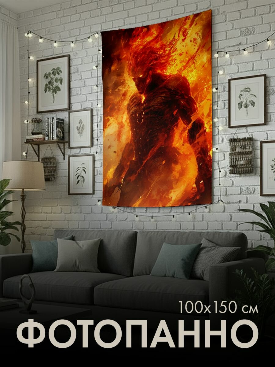 Панно тканевое PrintyFull / 100x150 см / воин, свирепость