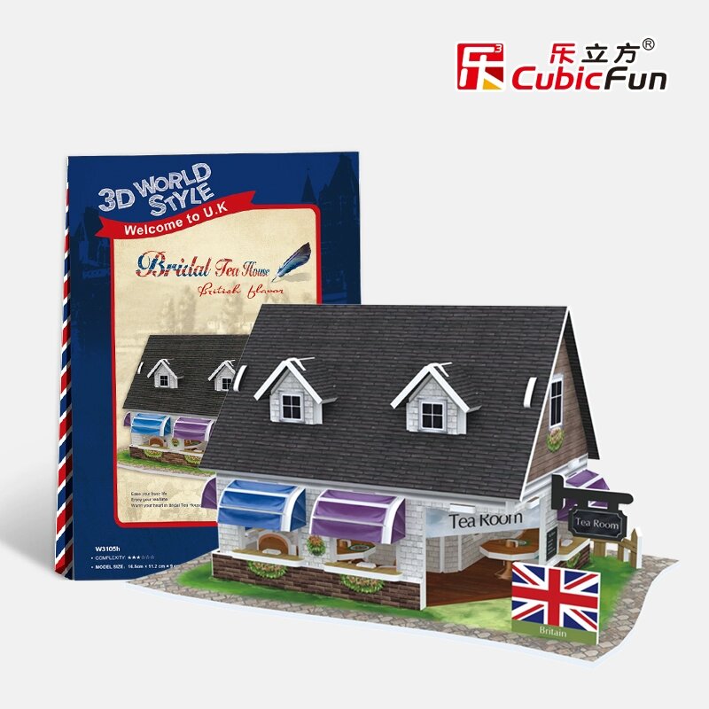 Британская чайная домик 3D головоломка - Мини архитектурная модель для детей, деревянная игрушка