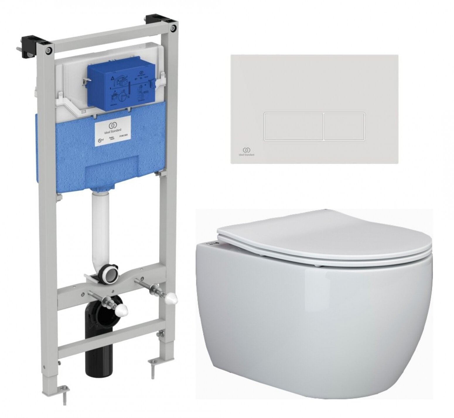 Комплект 3 в 1 инсталляция Ideal Standard + Унитаз подвесной Ceramica Nova Play CN3001 + кнопка белая