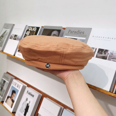 Берет женский, тонкий, весенне-летний, черный, восьмиугольная шляпа, корейская версия, японский стиль, британская ретро-шляпа художника