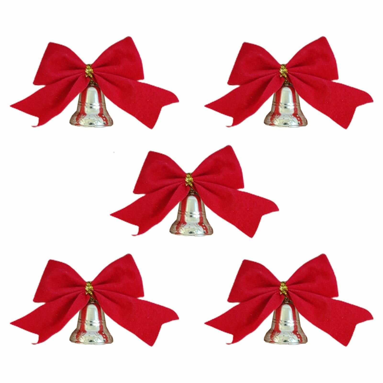 1 упаковка из 5 штук, рождественское очаровательное украшение-подвесные часы с бантом 04