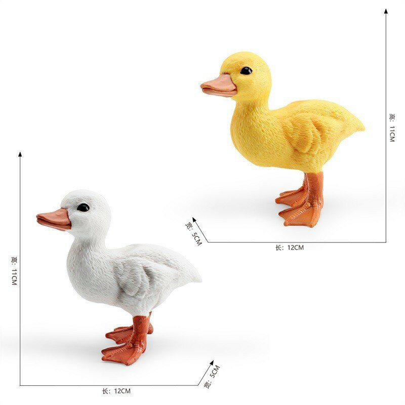 Realistic plastic farmyard duck figurines set of white and yellow ducks for home decor white duck