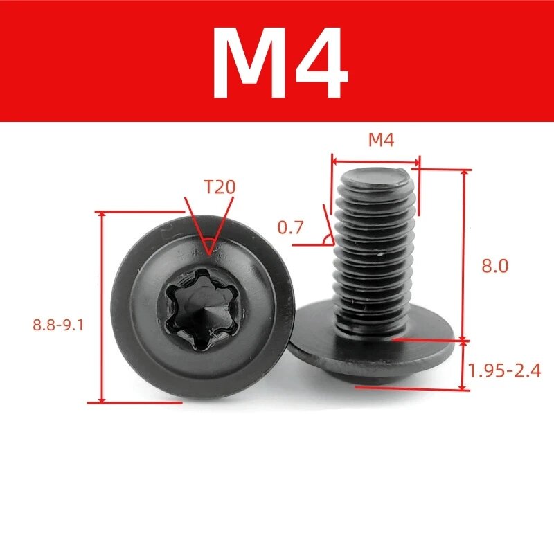 Винты Torx M4 12мм, черные, 10шт