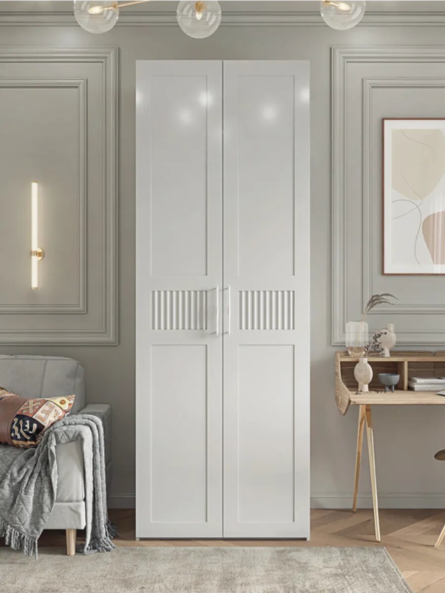 Casa Mia 80x50x230 см. Шкаф для одежды, фасады с декоративной рамкой , белый, Ручка скоба глянцевая 224 мм