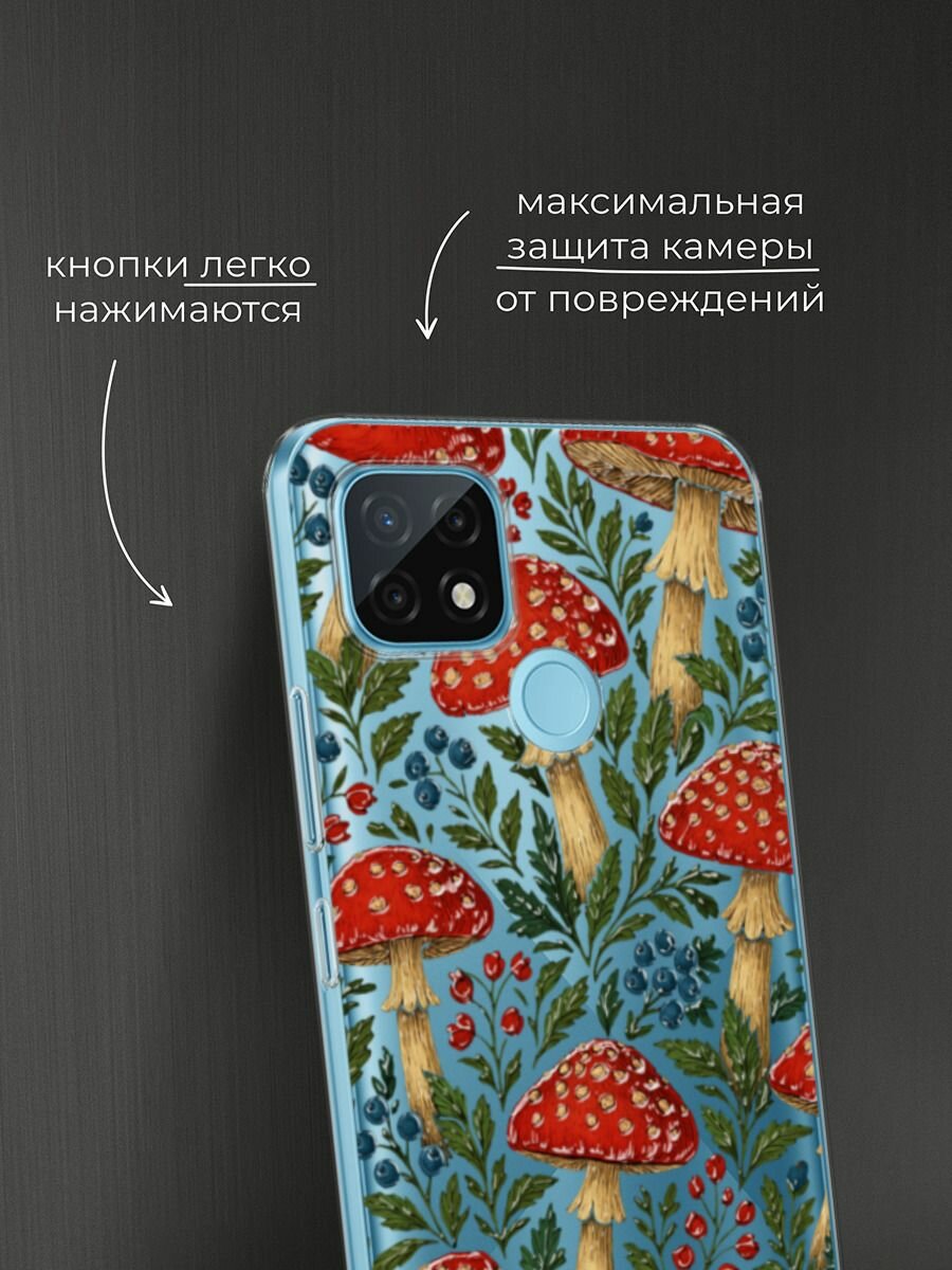 Силиконовый чехол на Realme C21 / Реалми С21 с принтом Мухоморы — фото 1
