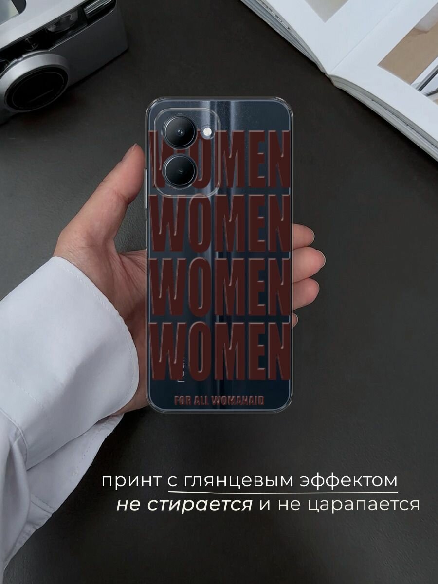 Силиконовый чехол на Realme C33 / Реалми С33 с принтом Woman burgundy — фото 1