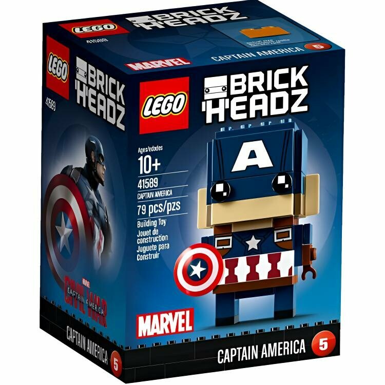 Конструктор LEGO Супергерои Marvel Капитан Америка BrickHeadz, 79 деталей