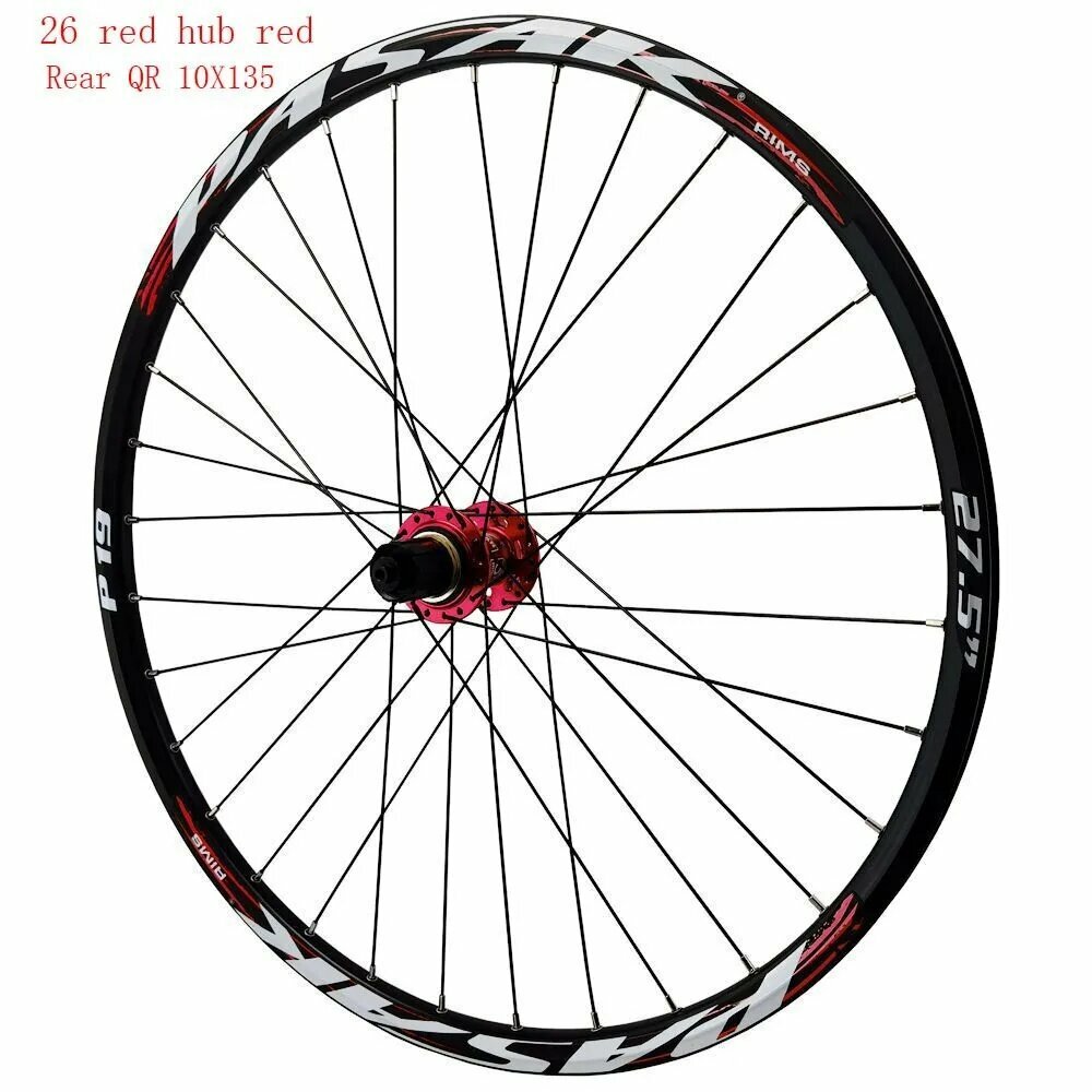 PASAK Заднее колесо MTB, сплав, 32 отверстия, 26 Red Hub Red, 21mm, QR 10X135, HG, Довод