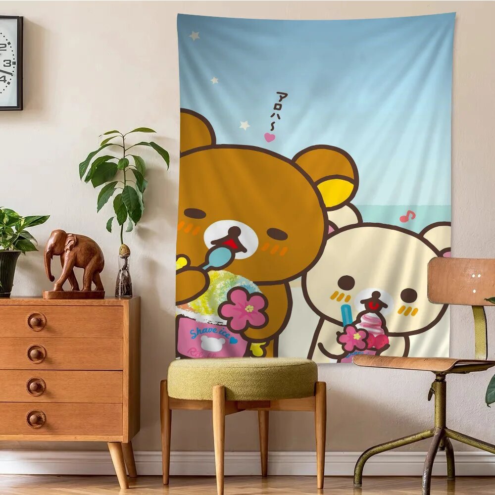 Милый мультфильм R-Rilakkuma Хиппи Настенные гобелены Богемные настенные гобелены Мандала INS Домашний декор