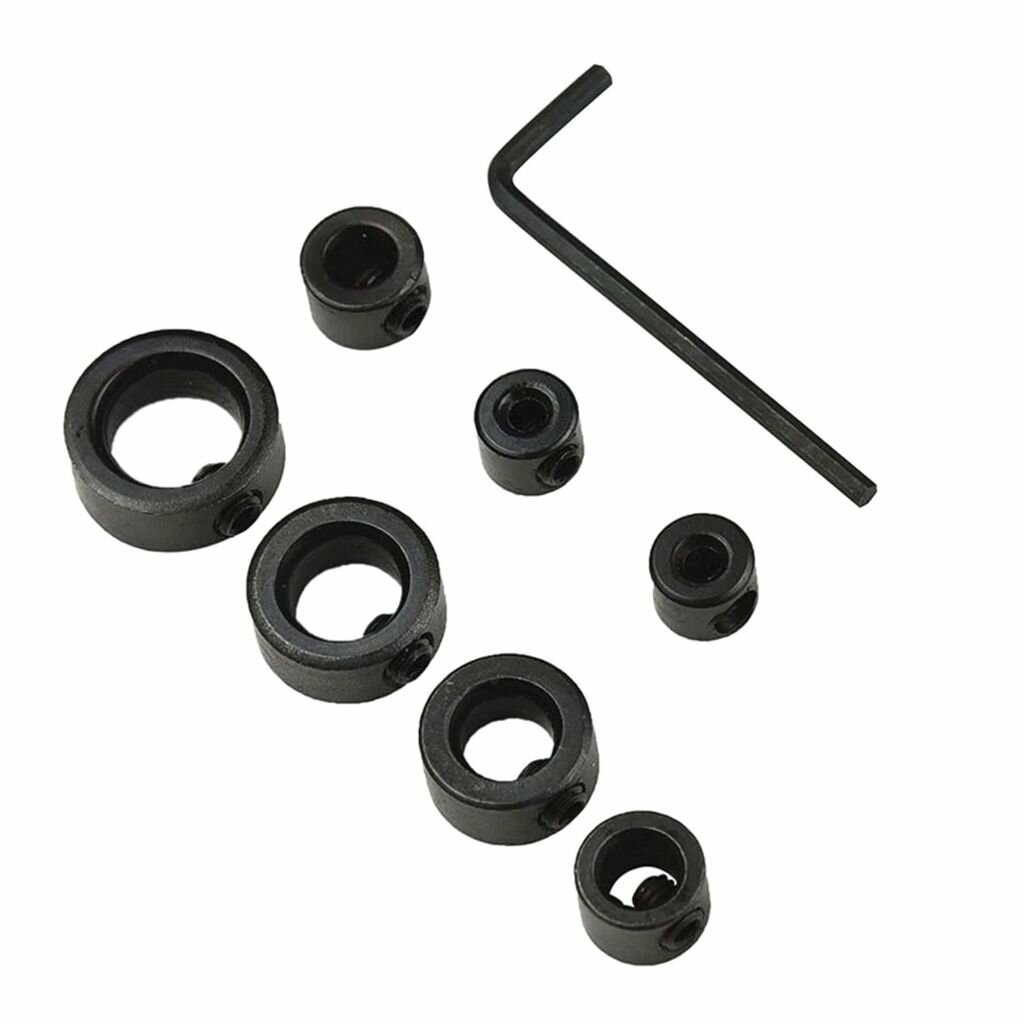 8шт Набор Ограничителей Глубины Сверла Регулируемые Позиционерные Кольца Разъемные 3-16 мм с Гаечным Ключом для Деревообрабатывающих Инструментов