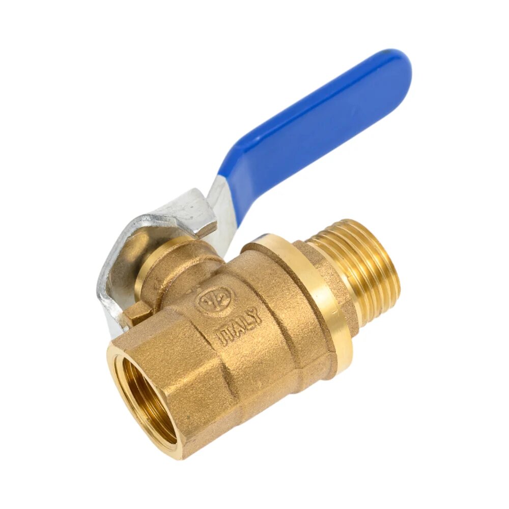Шаровой кран SMT 1/2"МхF, синяя ручка, латунь 521H6604B, Материал шара - хромированная латунь