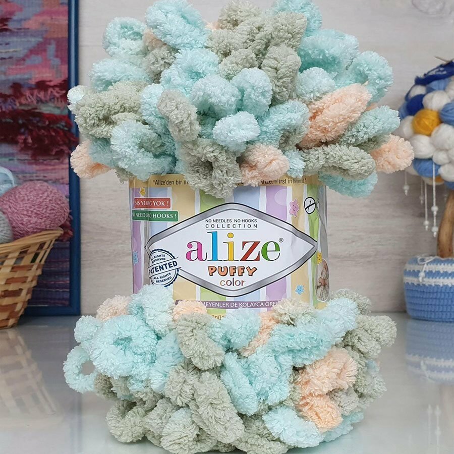 Пряжа Alize PUFFY COLOR 8013 принт (5 мотков)