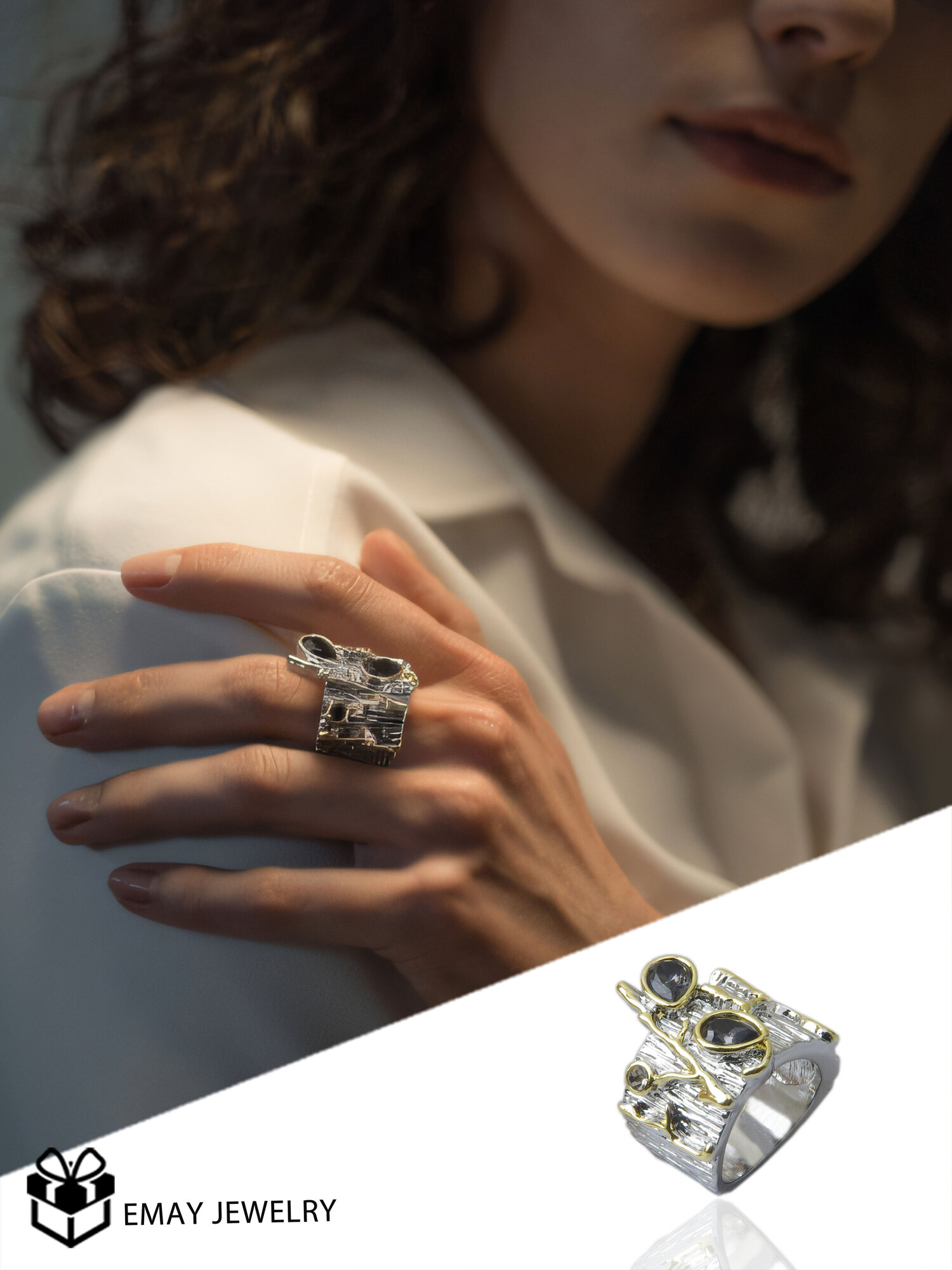 Кольцо, шпинель синтетическая, искусственный камень