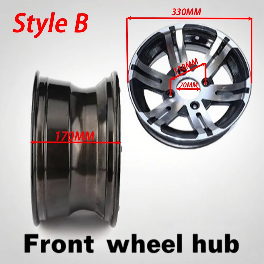 Запчасти для квадроциклов 12-дюймовые передние и задние диски из алюминиевого сплава, колеса, подходящие для четырехколесного картинга UTV, вездеходных автомобилей, 12-дюймовые шины front wheel