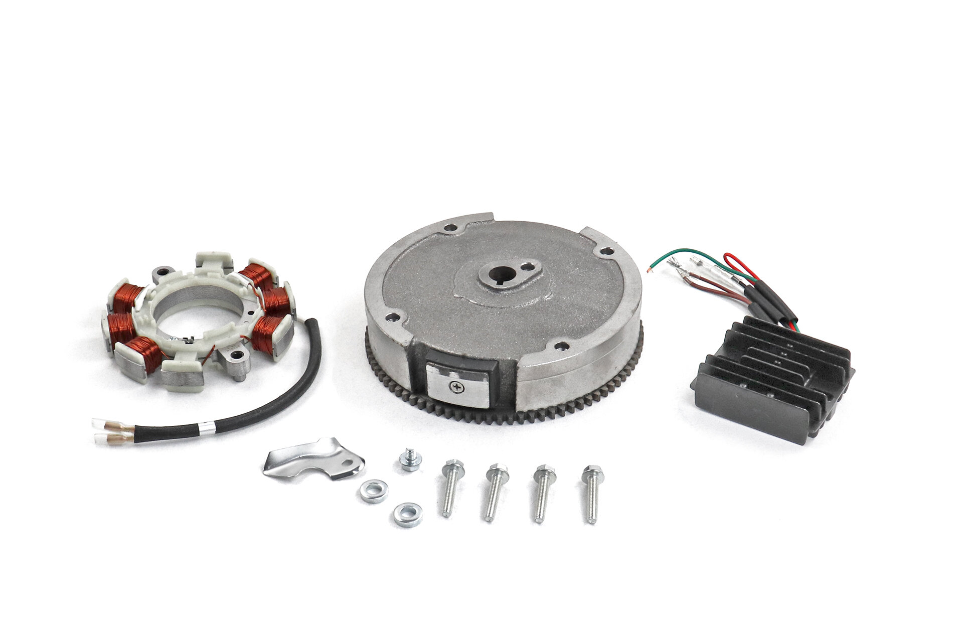 Комплект электрооб. 168FD,168FD-2,170FD 84Вт (для электро стартера, с венцом, маховик, выпрямитель, катушка, зажим, болты 12 мм, болты 35 мм, шайбы)