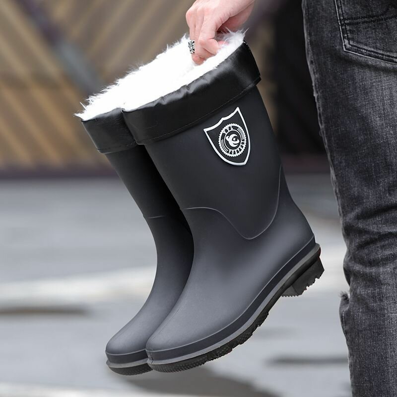 Высококачественные водонепроницаемые теплые, водонепроницаемые, флисовые, нескользящие резиновые сапоги на шнуровке для мужчин и женщин, а также спортивная обувь больших размеров (48).