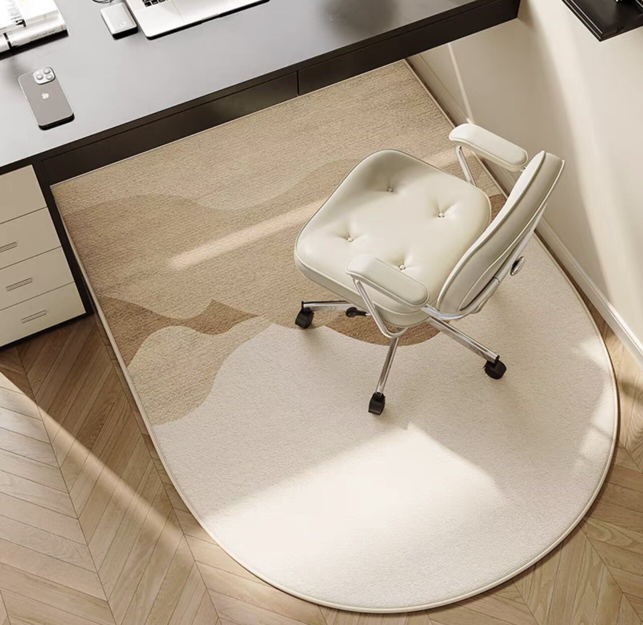 Напольный коврик для компьютерного стула Рабочий стол Нескользящий туалетный столик для спальни Ковер Луна Серый Ясная