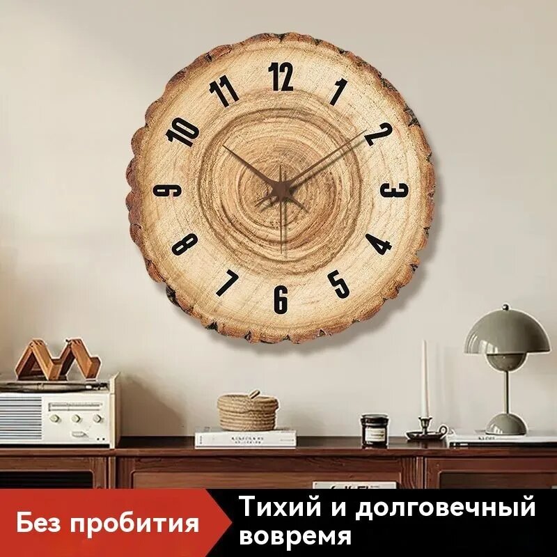 Настенные часы ручной работы из дерева, 30 см х 30 см, бесшумный механизм
