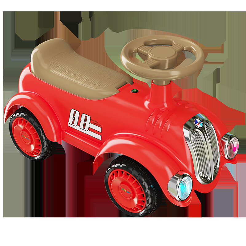 Детский четырехколесный беговел, детский велосипед, ретро-игрушечная машинка с музыкой и подсветкой.